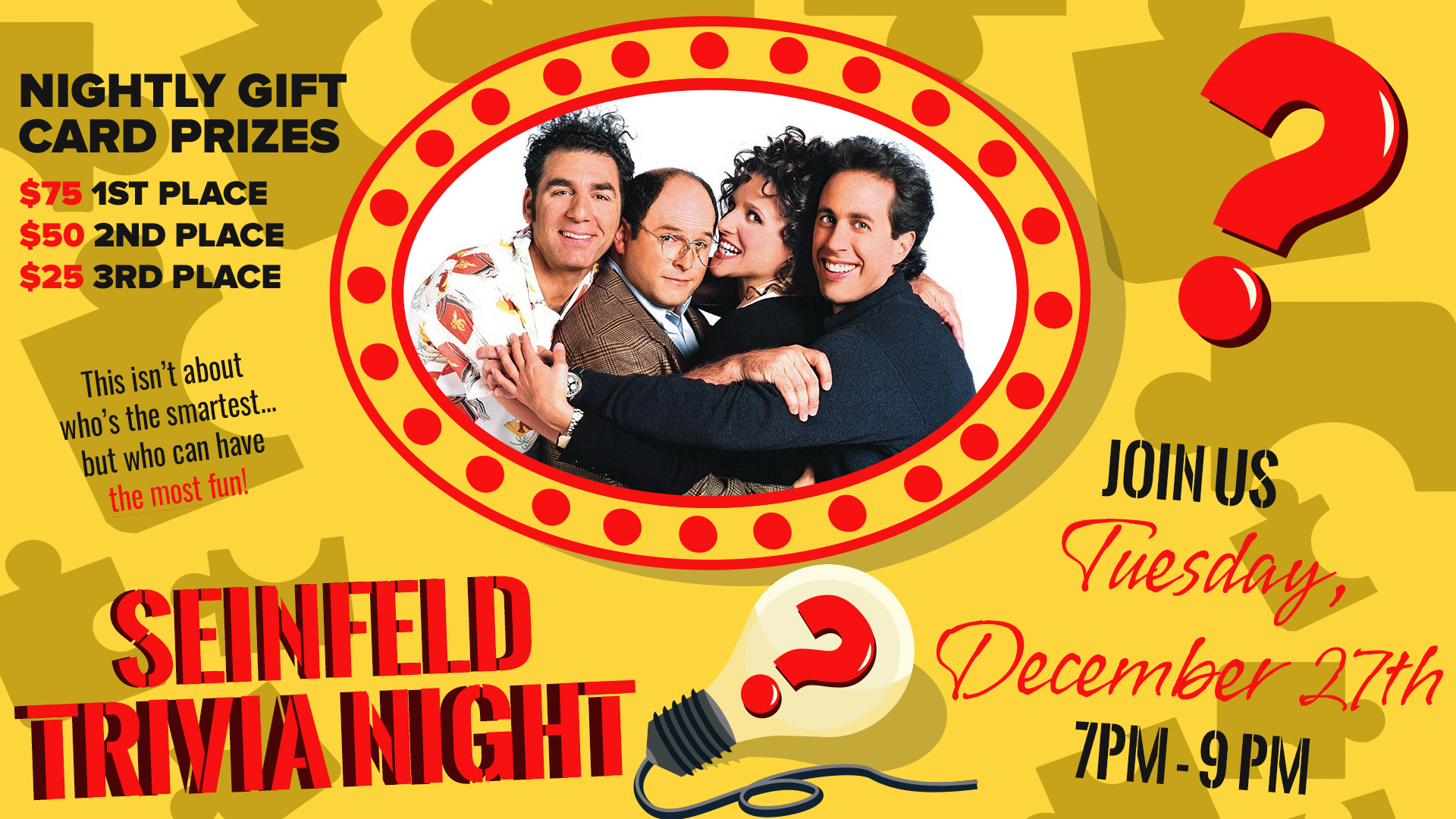 Seinfeld Themed Trivia @ Fozzy’s Bar & Grill - My Rockford Guide