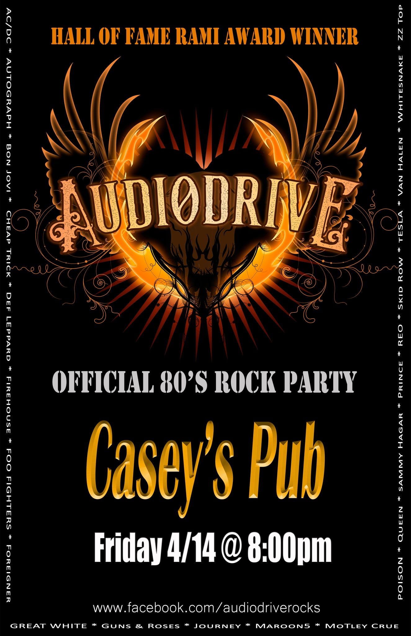 80's Rock Party with Audiodrive @ Casey's Pub - My Rockford Guide
